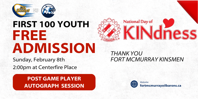 Oil Barons Host Kin Canada Kindness Day Game on February 8 | Fort ...